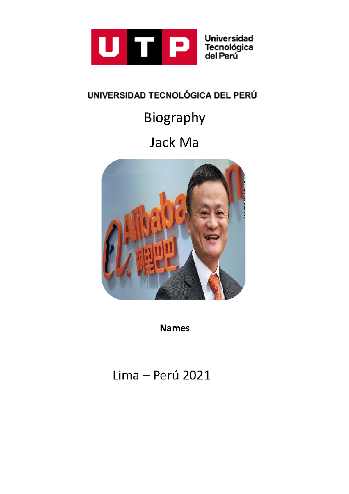 Project - Final - Biography Jack Ma Names Lima – Perú 2021 Biography ...
