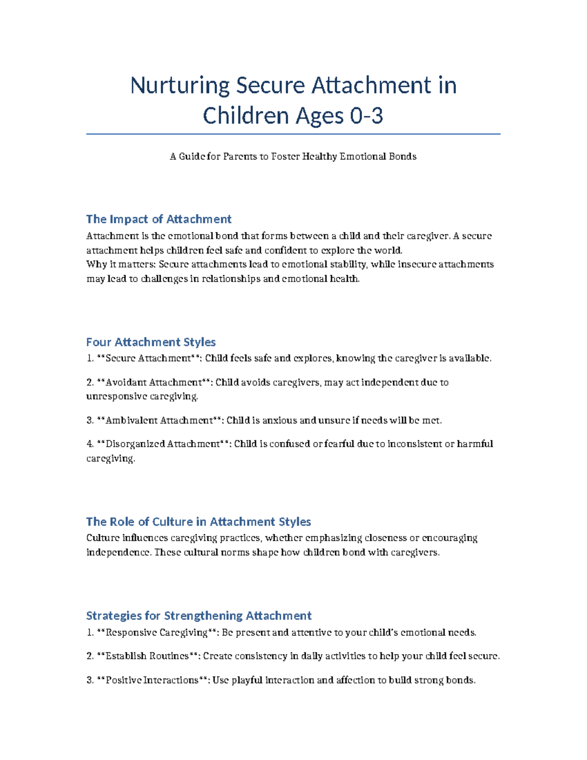 Nurturing Secure Attachment Brochure - Nurturing Secure Attachment in ...