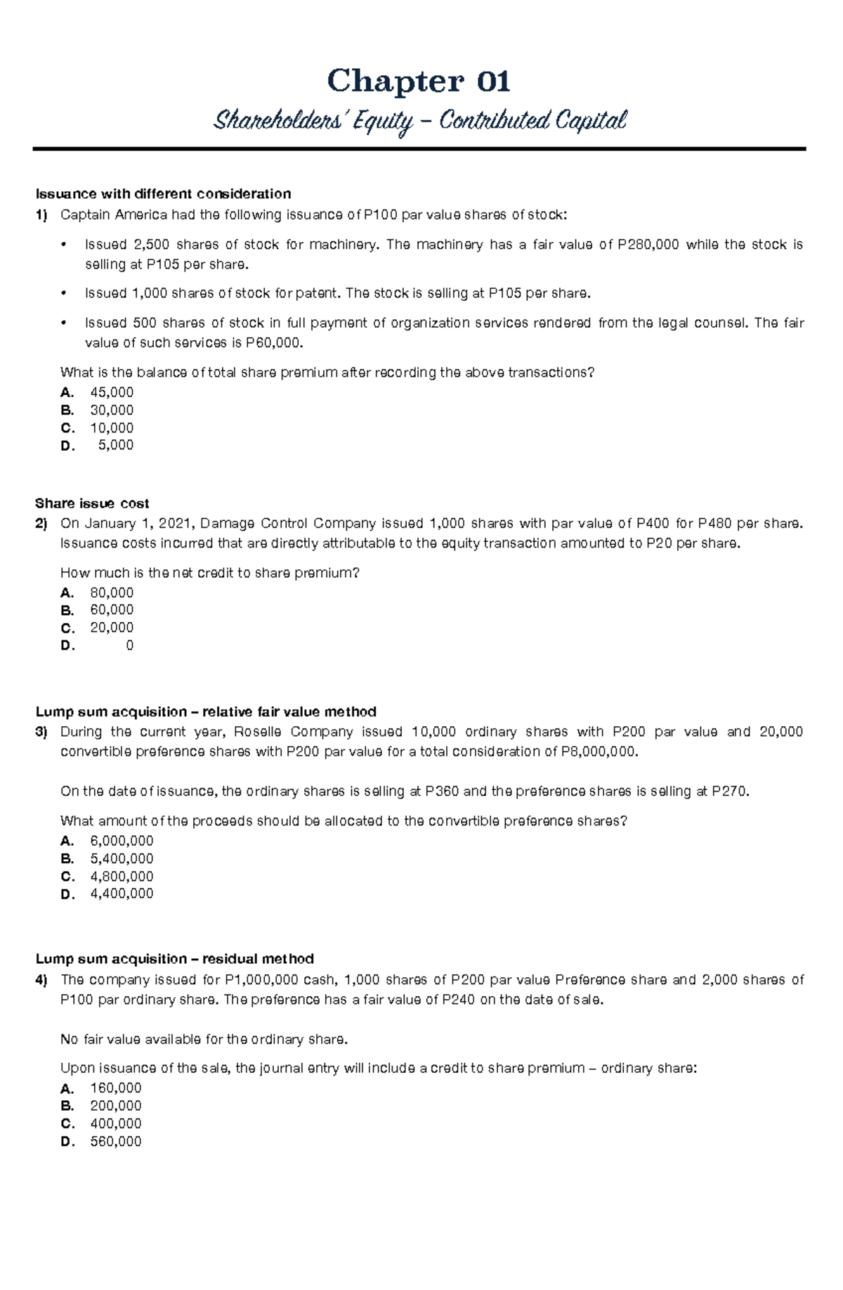 Scribd - wqeqwe - Chapter 01 Shareholders’ Equity – Contributed Capital ...
