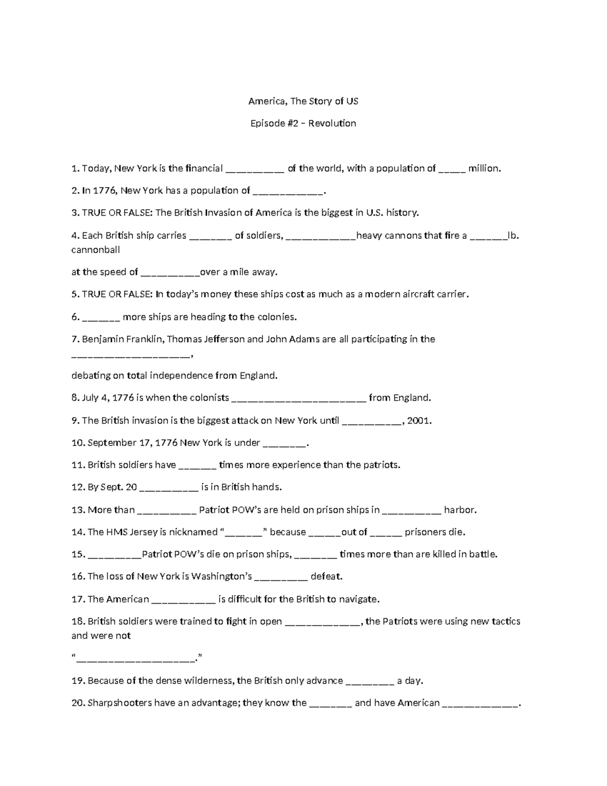 Story of US - Episode #2 Revolution - America, The Story of US Episode ...