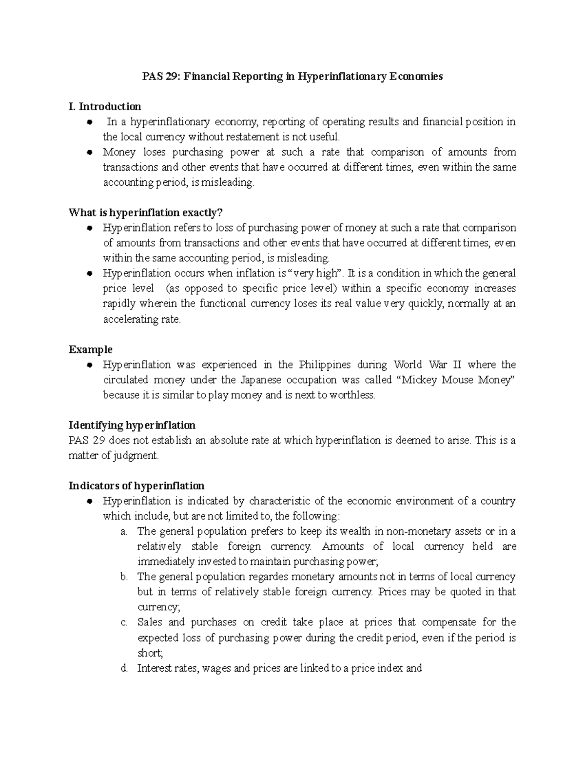 IAS 29- Handout (Final) - PAS 29: Financial Reporting in ...