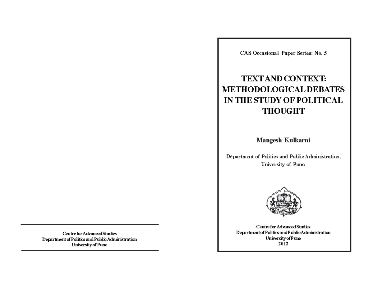 Text and context - text and interpretation - CAS Occasional Paper ...