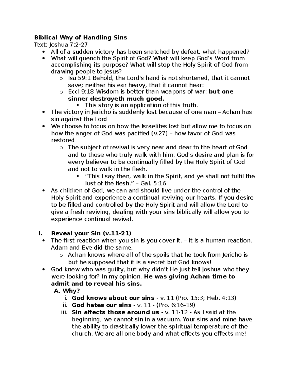 Biblical Way of Handling Sins - This story is an application of this ...