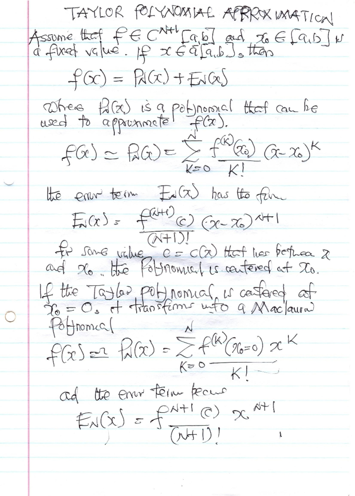 PHY 3032 Chapter 19B - Taylor Polynomial Approximation and Derivation ...
