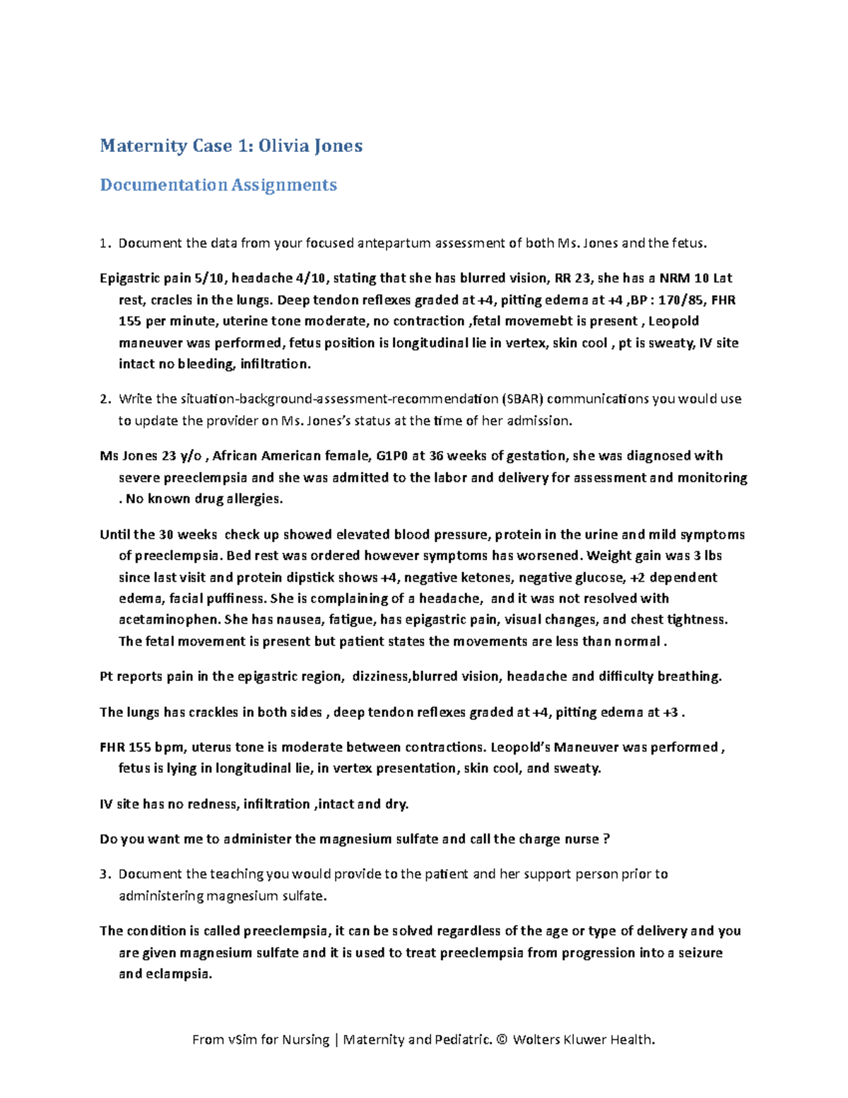 Maternity Case 1 olivia jones DA-arzu done - Maternity Case 1: Olivia ...