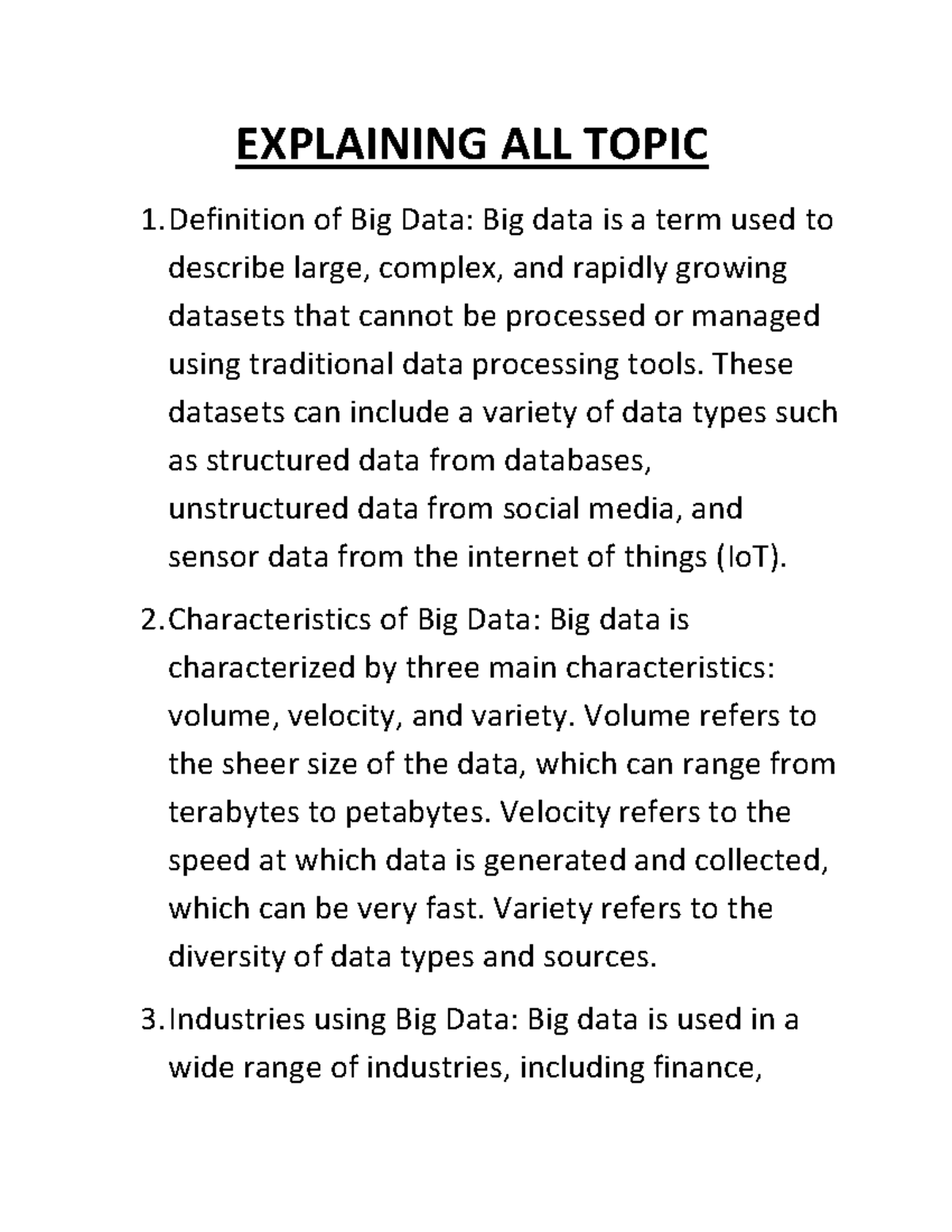 Big Data Notes 2 Explaining All Topic Definition Of Big Data Big Data Is A Term Used To