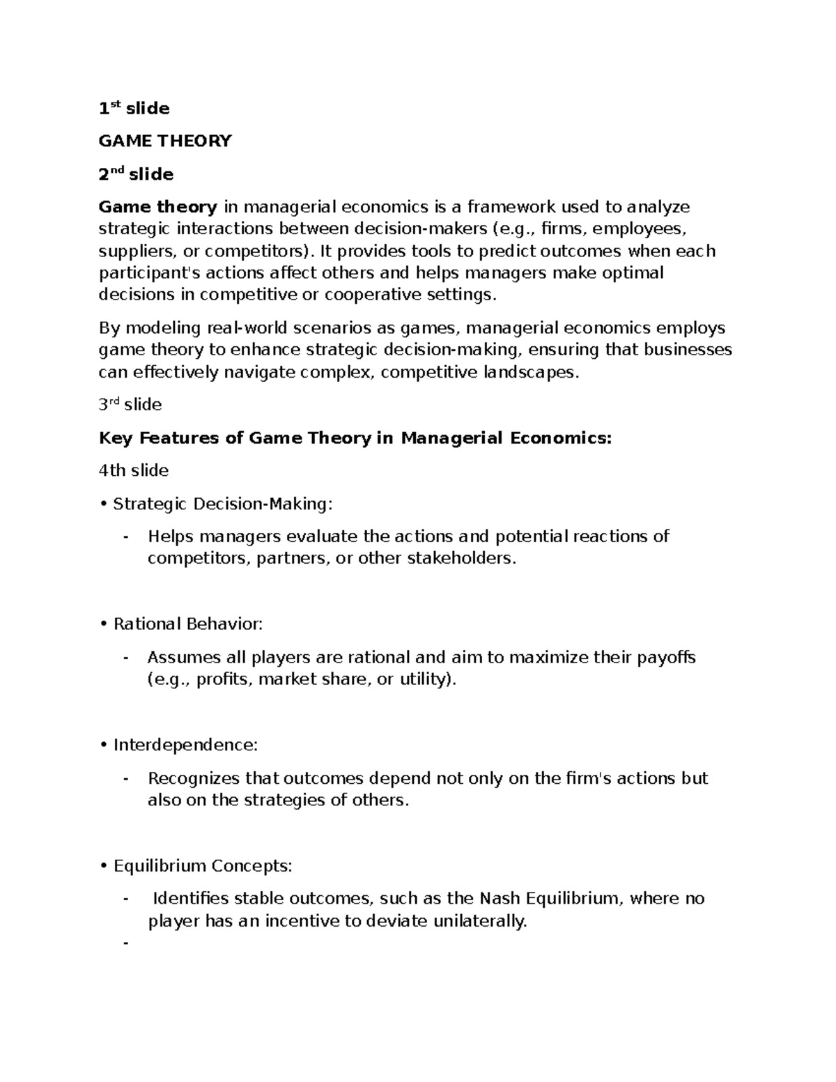 Game theory - 1 st slide GAME THEORY 2 nd slide Game theory in ...