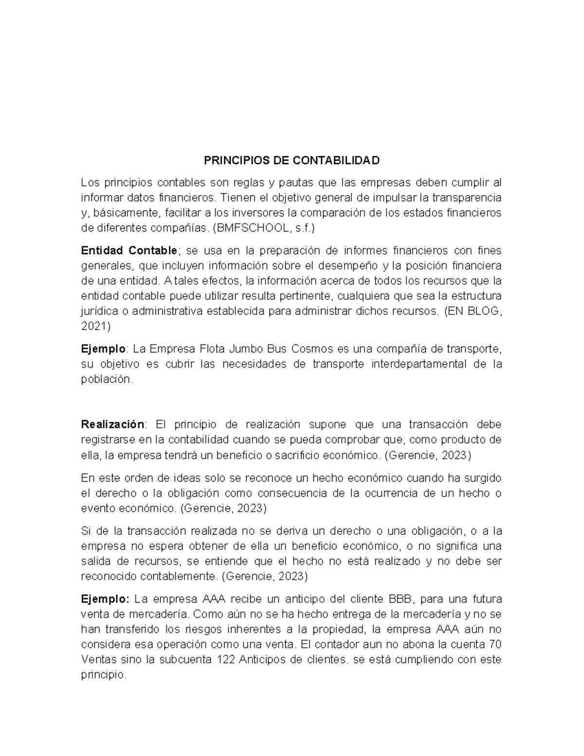 Principios de Contabilidad - PRINCIPIOS DE CONTABILIDAD Los principios ...