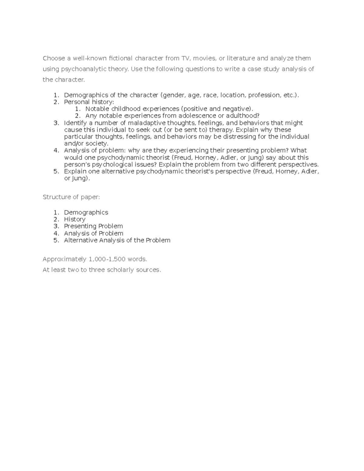 PSY-255 - notes - Choose a well-known fictional character from TV ...