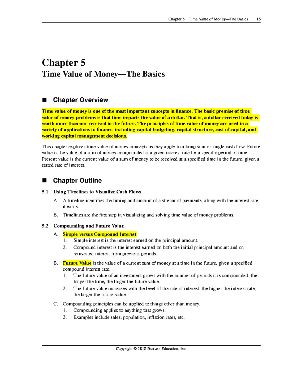 Ch 5 Lecture Notes - Sadusky - Chapter 5 Time Value of Money—The Basics ...