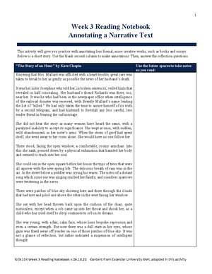 Week 5 Reading Notebook - Week 5 Reading Notebook Summarizing, & Synthesizing Activity This ...