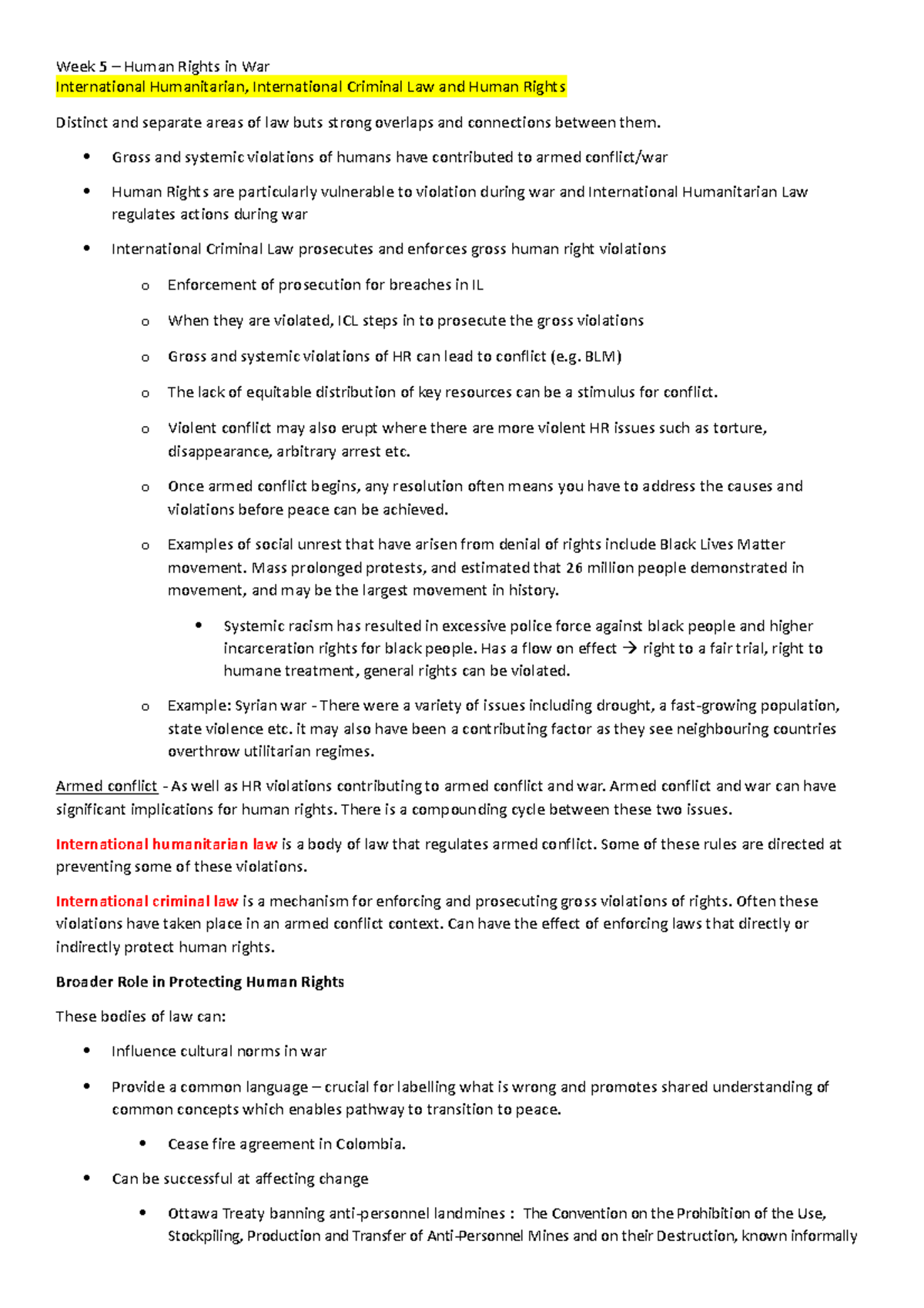 Week 5 - Human Rights in War - International Humanitarian ...