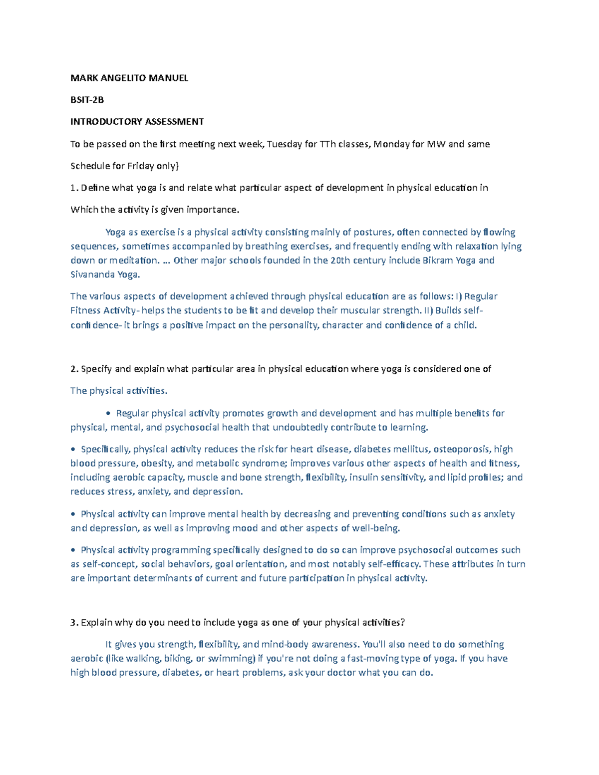 Introductory Assessment - MARK ANGELITO MANUEL BSIT-2B INTRODUCTORY ...