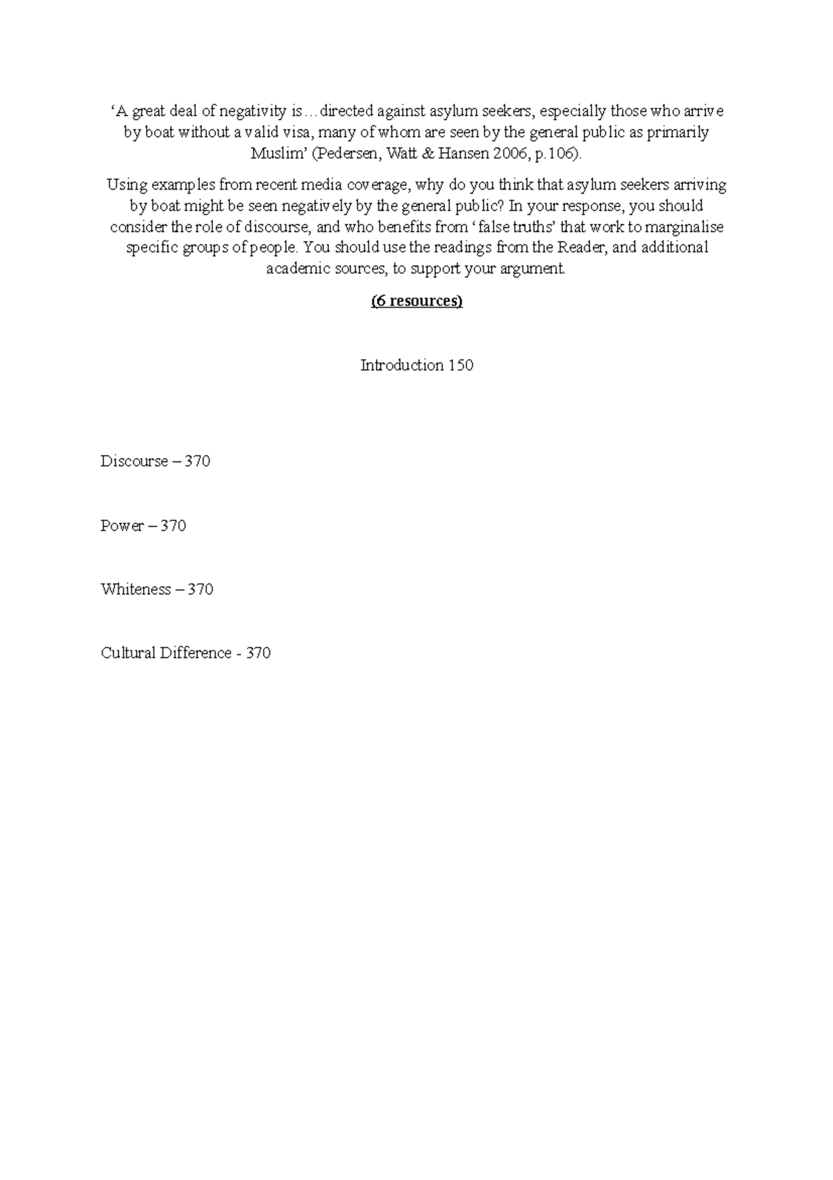 Refugee Essay - kj - ‘A great deal of negativity is.. against asylum ...