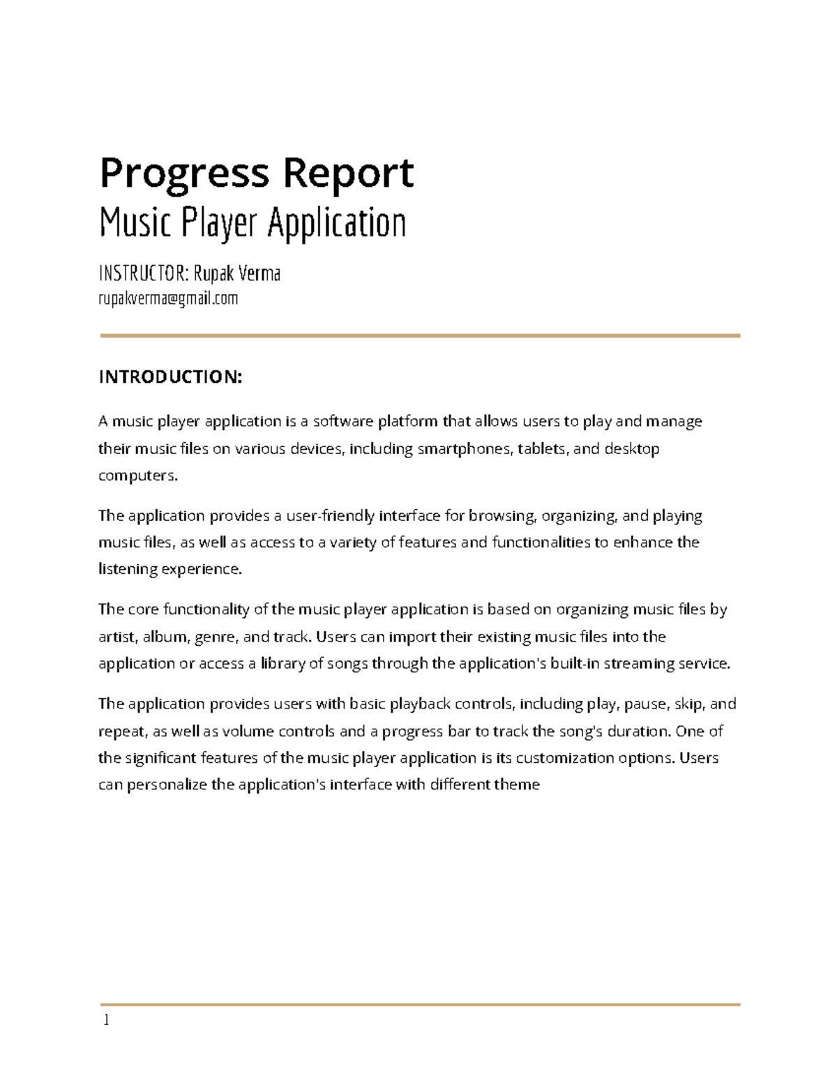 Progress Report v1 - Progress Report Music Player Application ...