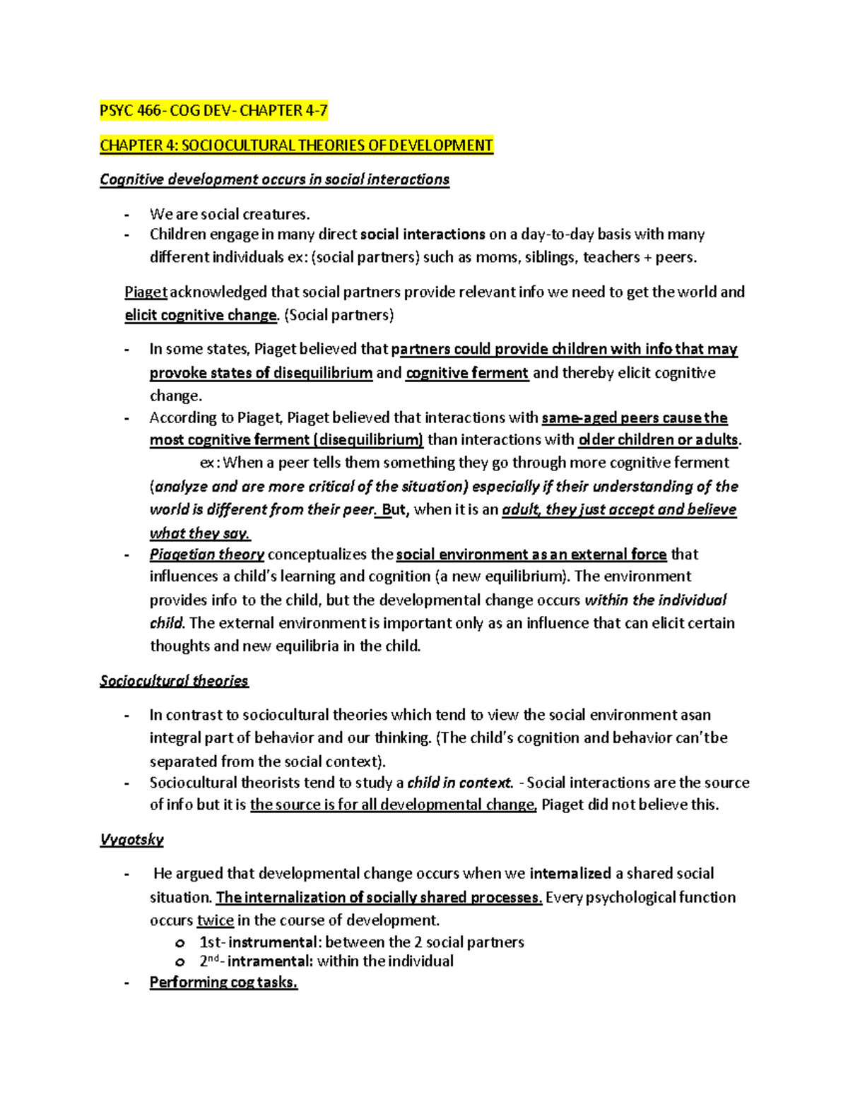 Psychology 466 Notes TEST 2 CH.4 6 Revised - PSYC 466- COG DEV- CHAPTER ...