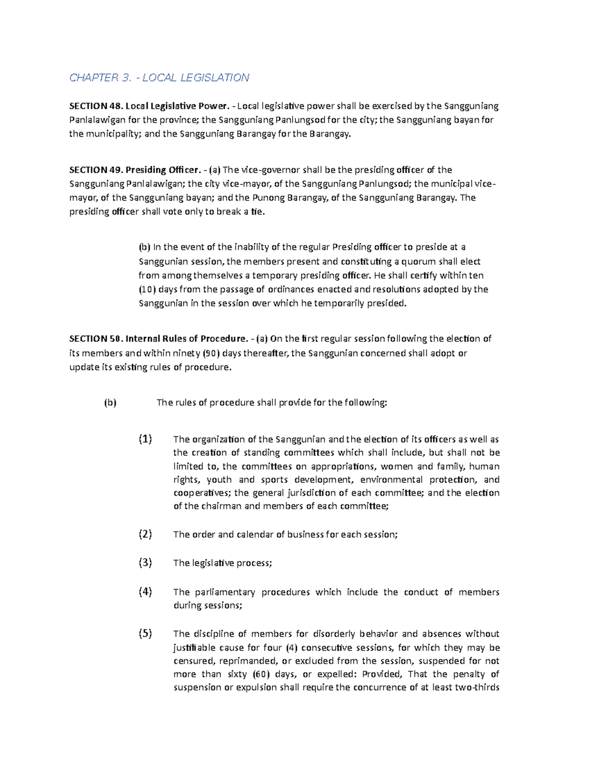 Local and Regional Governance BOOK 1. Title 2. Chapter 3 - CHAPTER 3 ...
