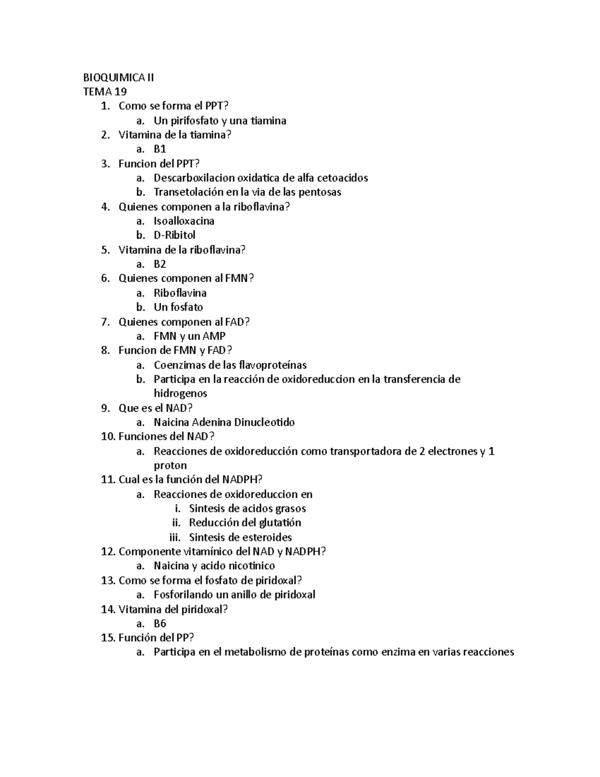Bioquimica II - repaso - BIOQUIMICA II TEMA 19 Como se forma el PPT? a ...