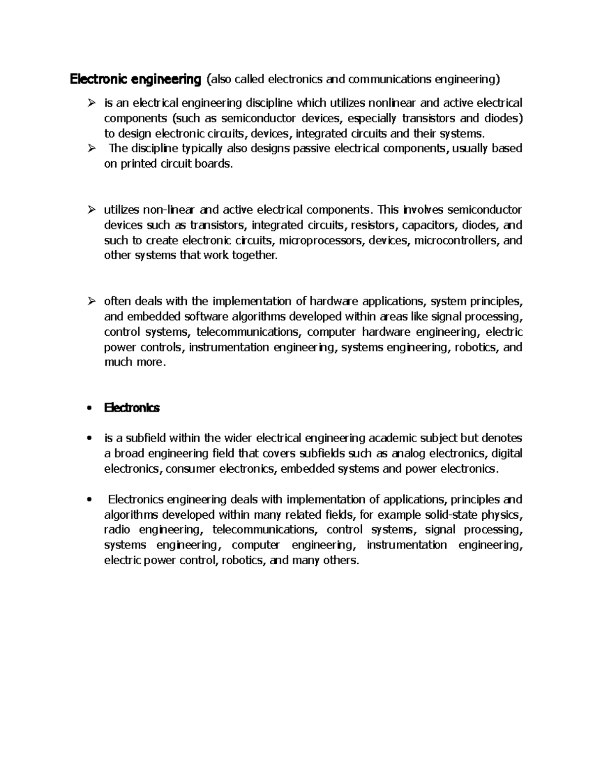 Electronic engineering - The discipline typically also designs passive ...