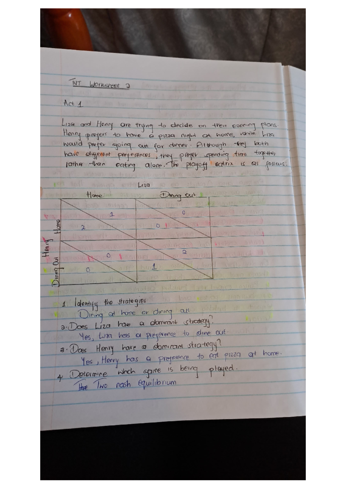Tutorial 2 - Economics 2B - TUT Worksheet 2 Act 1 Liza and Henry are ...