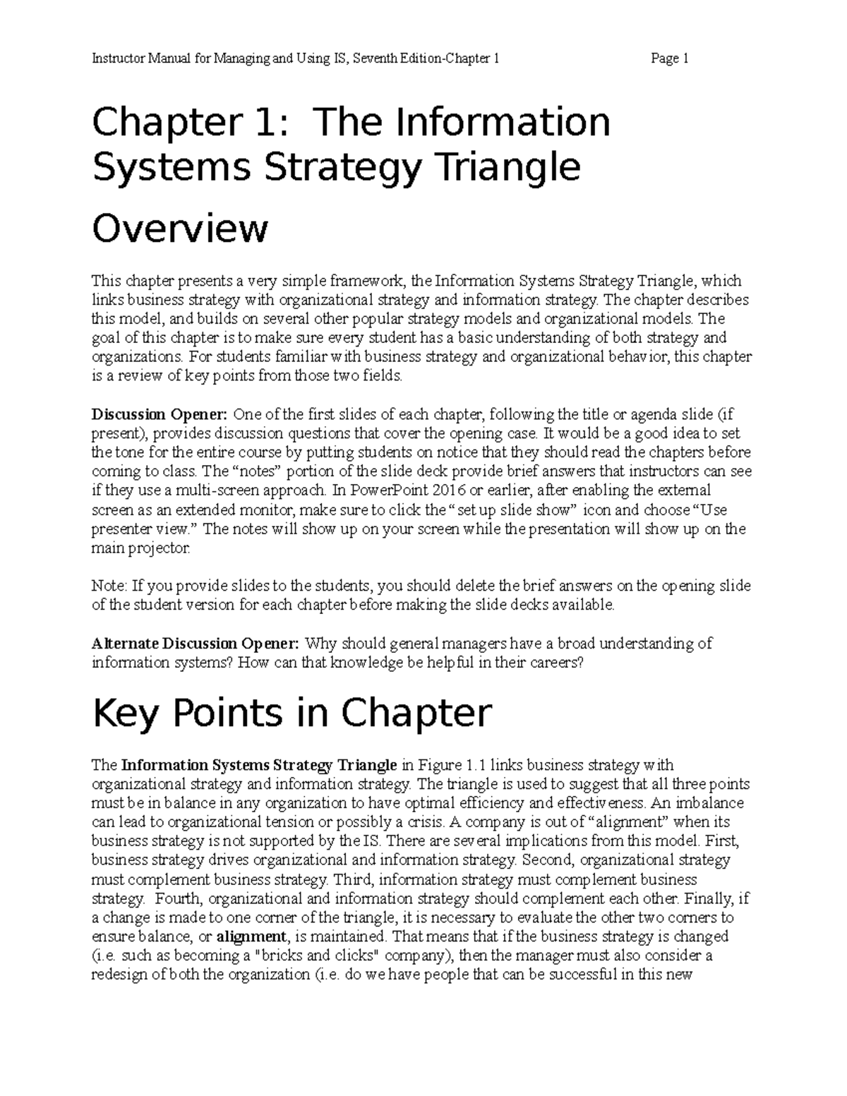 Ch01-9 - practice papers - Chapter 1: The Information Systems Strategy Triangle Overview This ...