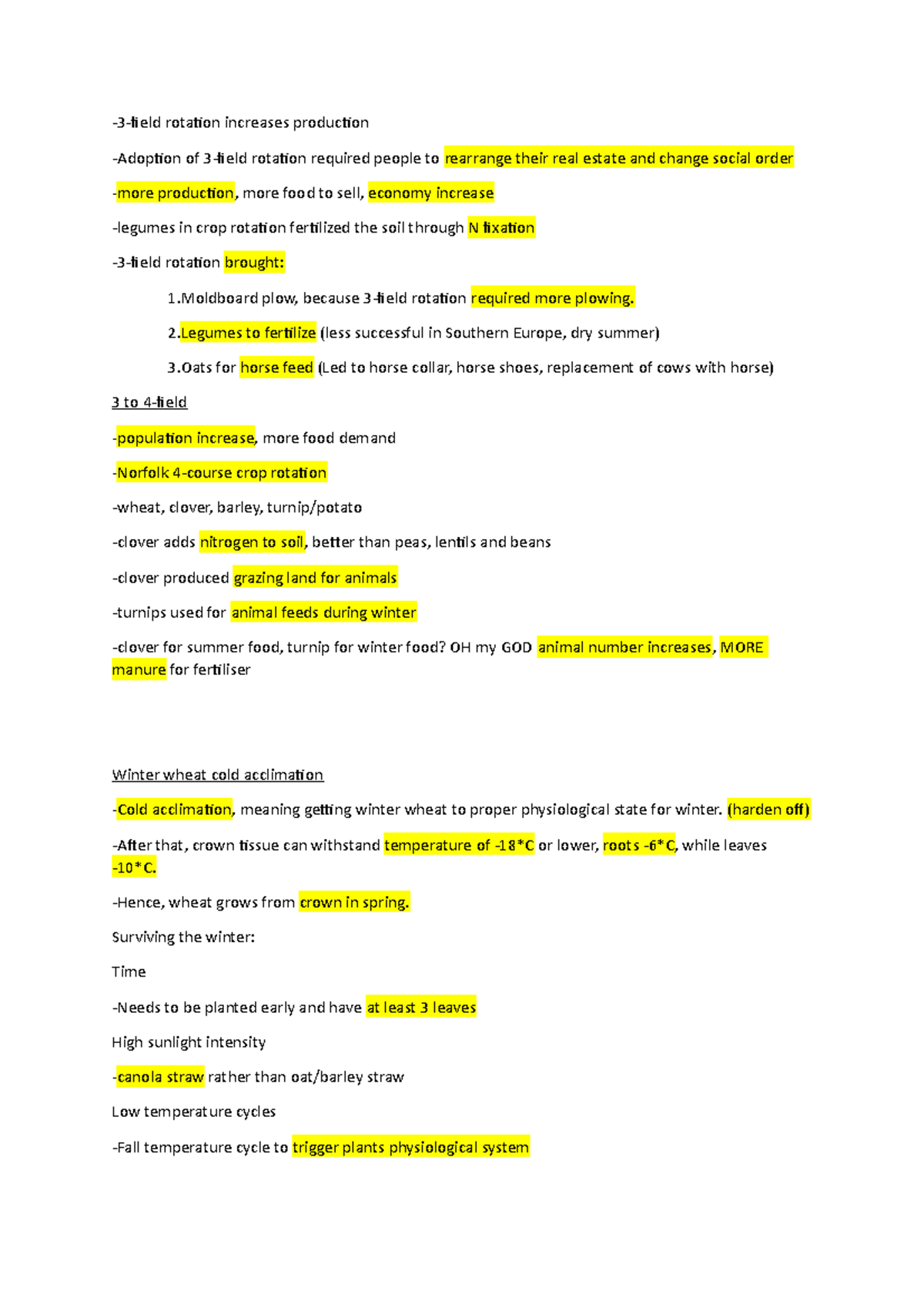 crop production finals notes -3-field rotation increases production ...