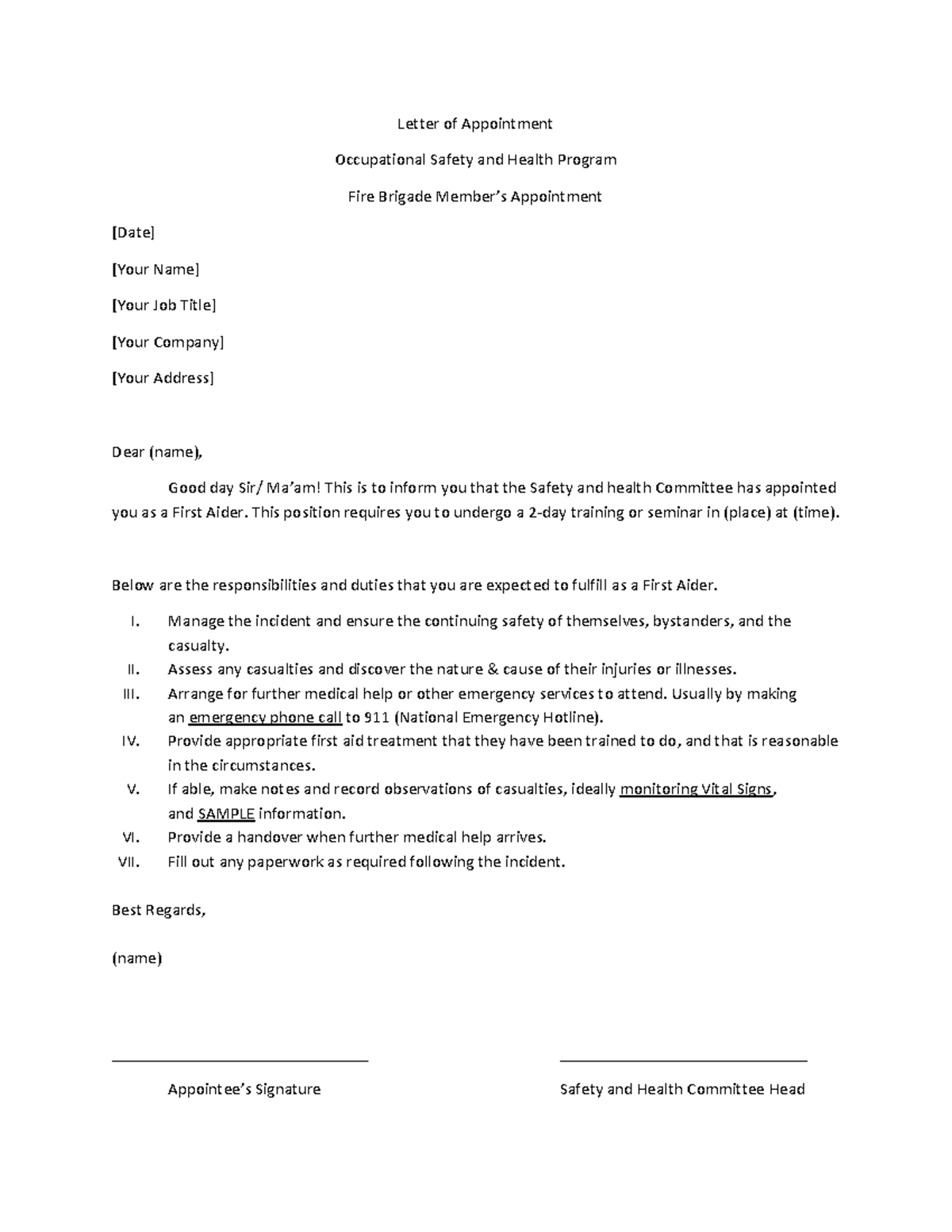 Appointment Letter - Accountancy-related notes are essential documents ...