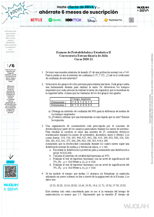 EXAM 2020 - exam de proba - 1. El número de reparaciones por semana de una máquina es una ...