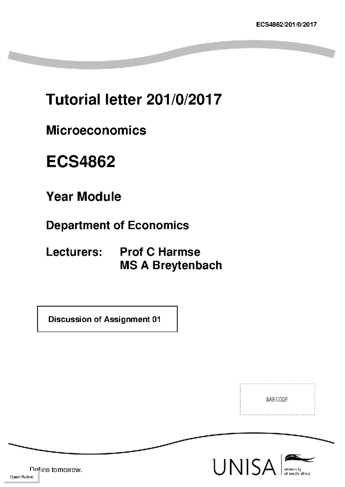ECS 4862 201 2017 0 b - notes - ECS4862/201/0/ Tutorial letter 201/0 ...