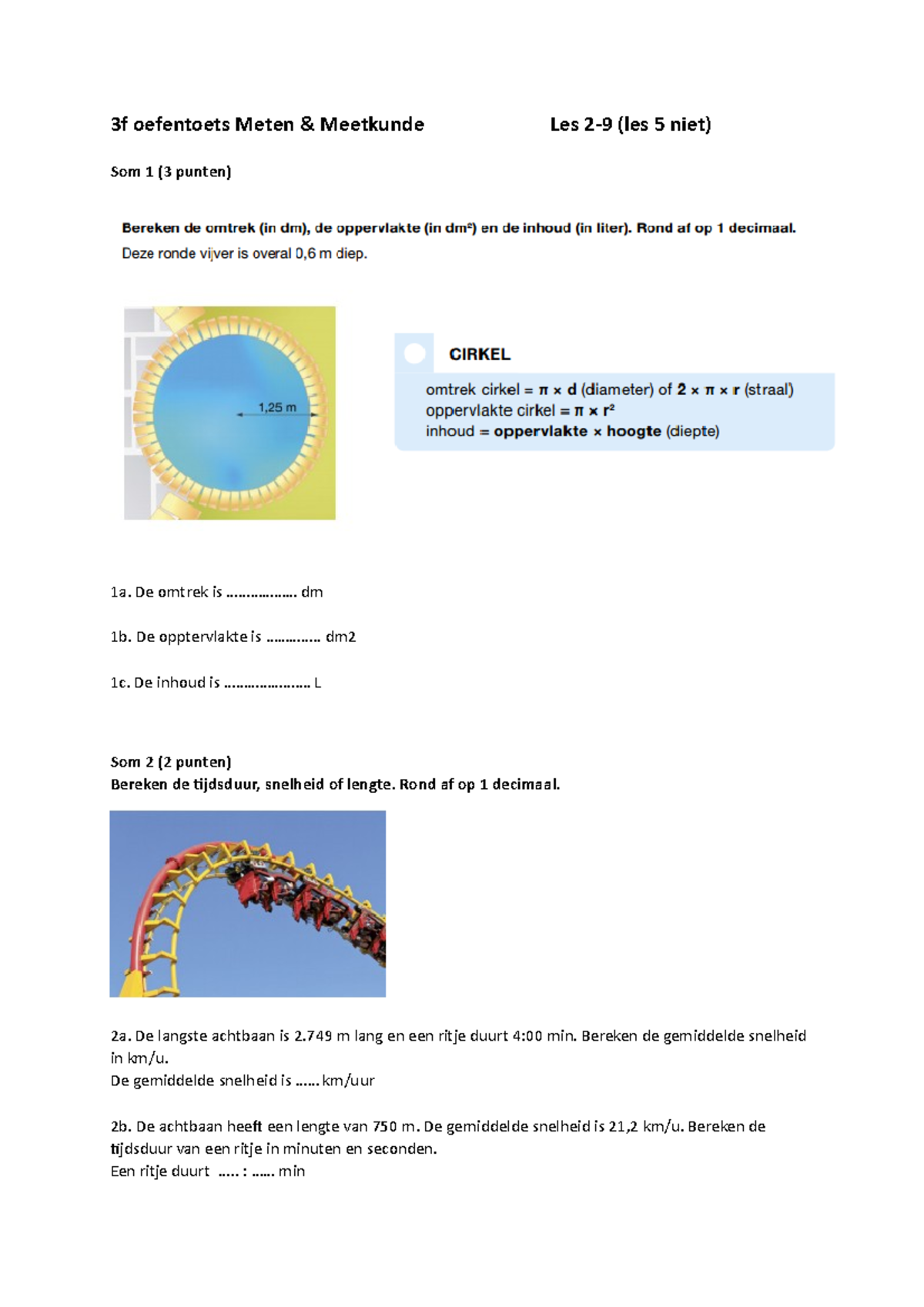 3f oefentoets Meten en Meetkunde - 3f oefentoets Meten & Meetkunde Les ...