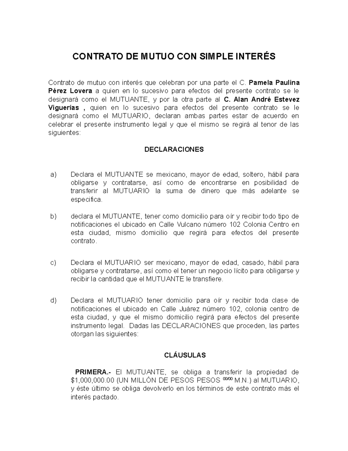 296034114 Contrato de Mutuo Con Interes - CONTRATO DE MUTUO CON SIMPLE ...