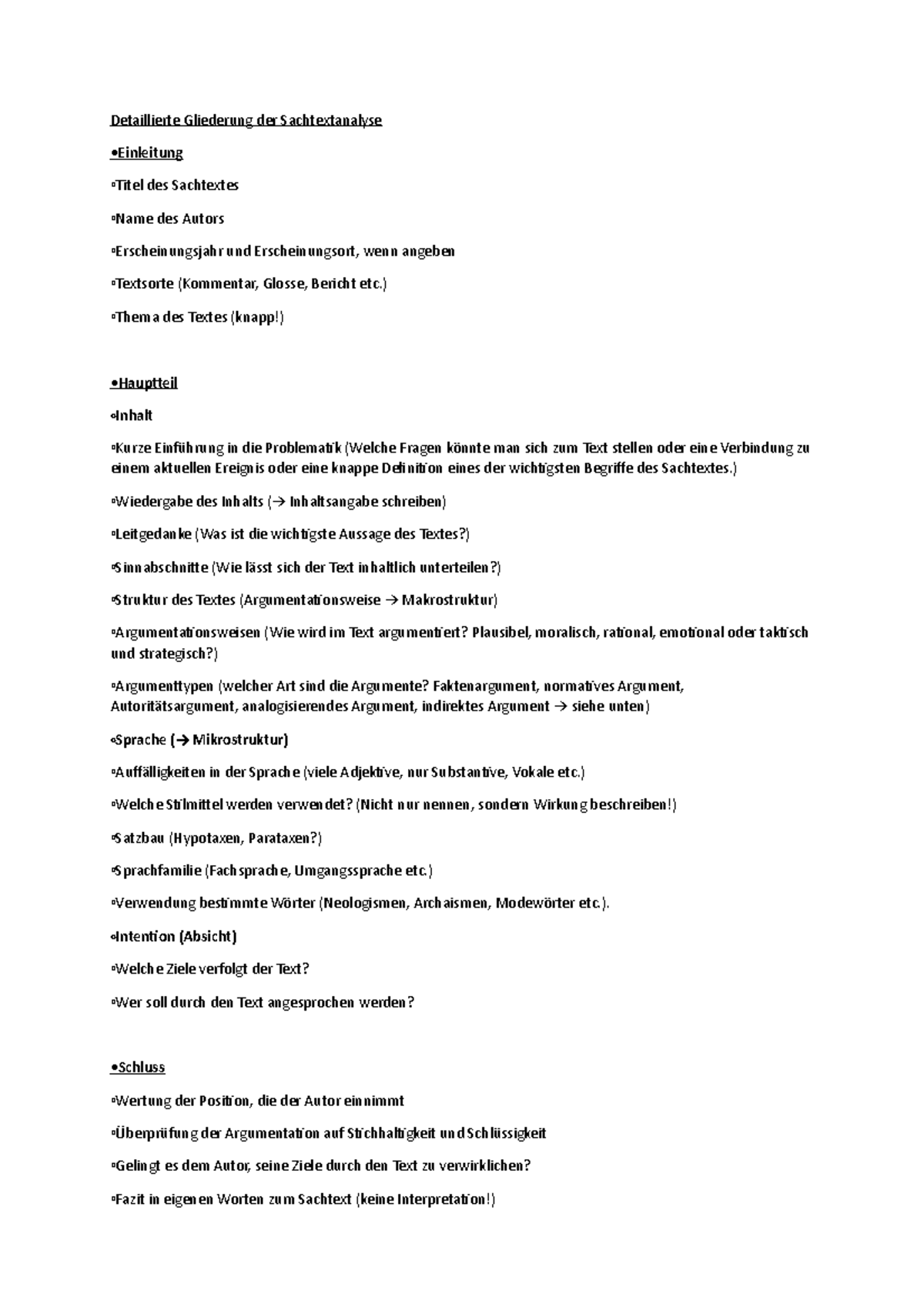 Detaillierte Gliederung der Sachtextanalyse - Detaillierte Gliederung ...