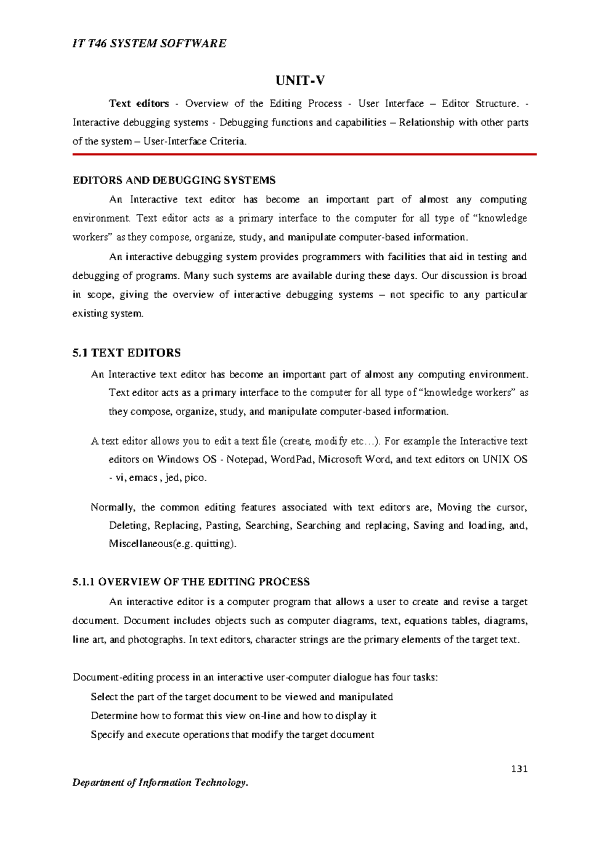 Ssu5 Text Editors Overview Of The Editing Process User Interface Editor Structure