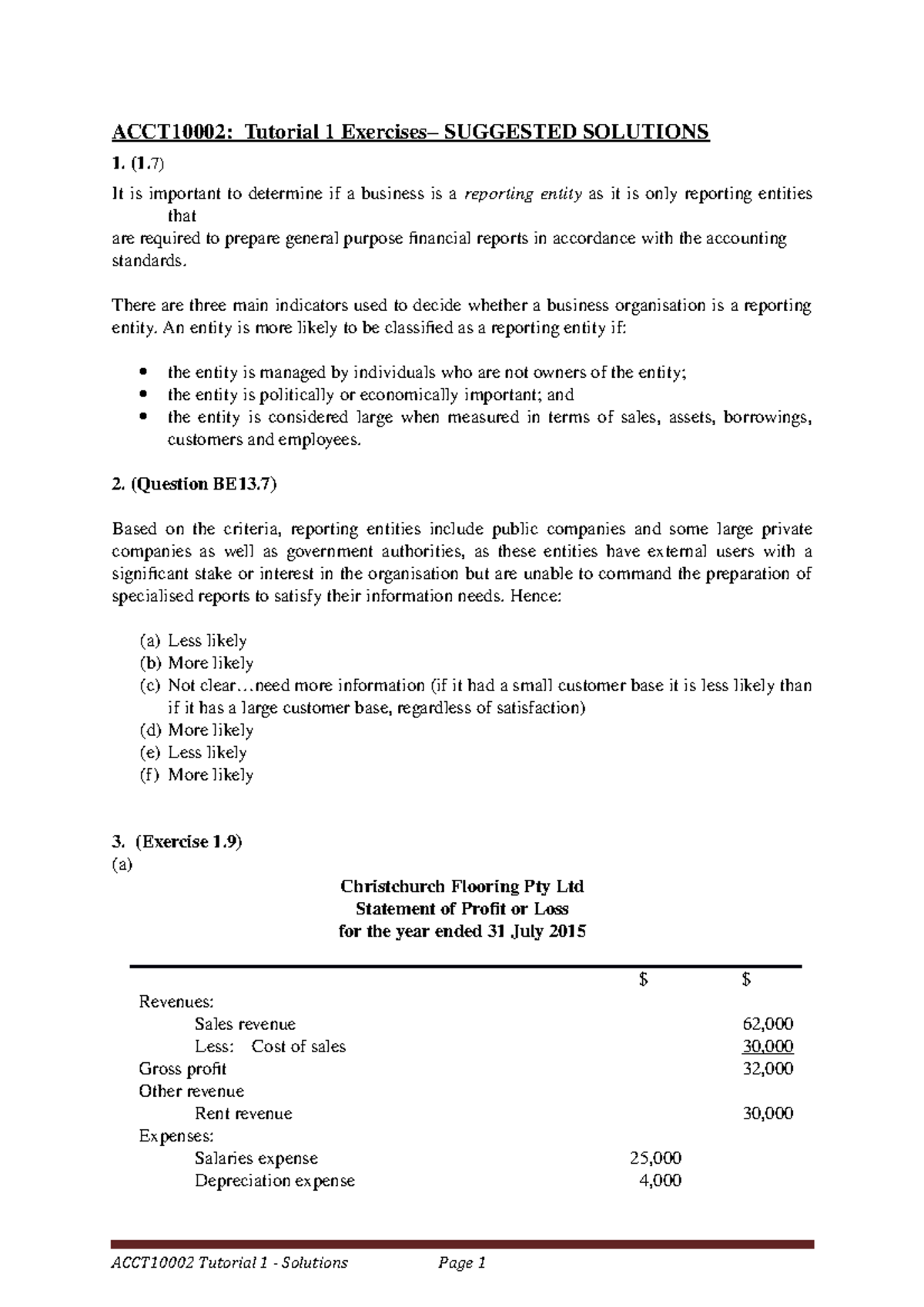 IFA1 Tut1 solution - ACCT10002: Tutorial 1 Exercises– SUGGESTED ...