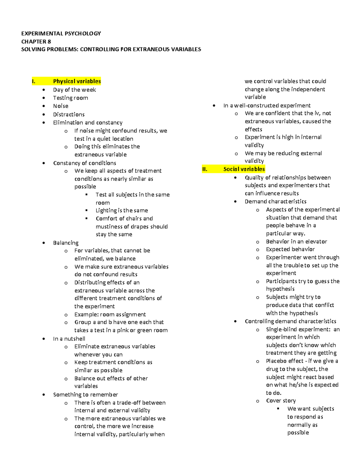 Chapter-8 Solving the Problems and Controlling For Extraneous Variables - EXPERIMENTAL ...