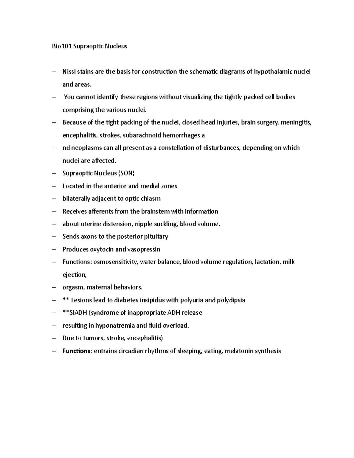 Bio101 Supraoptic Nucleus - Bio101 Supraoptic Nucleus Nissl stains are ...