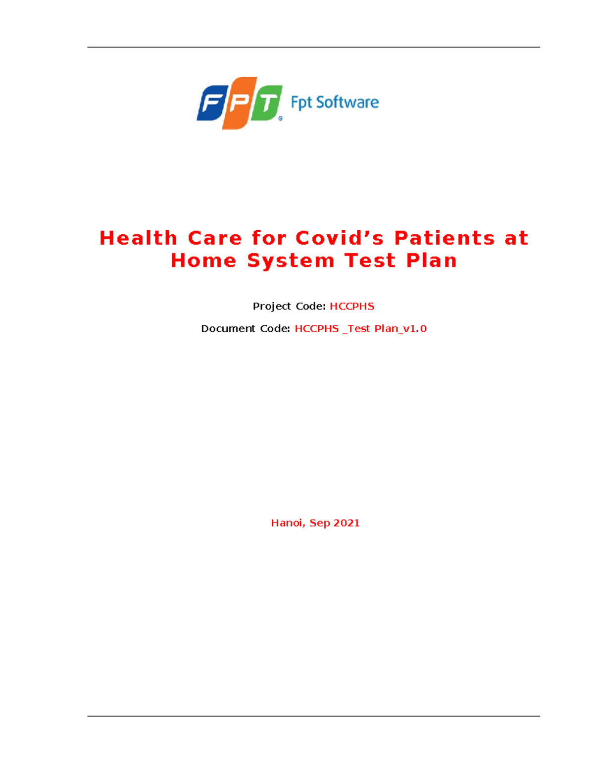 Sample Test Plan - Health Care for Covid’s Patients at Home System Test ...