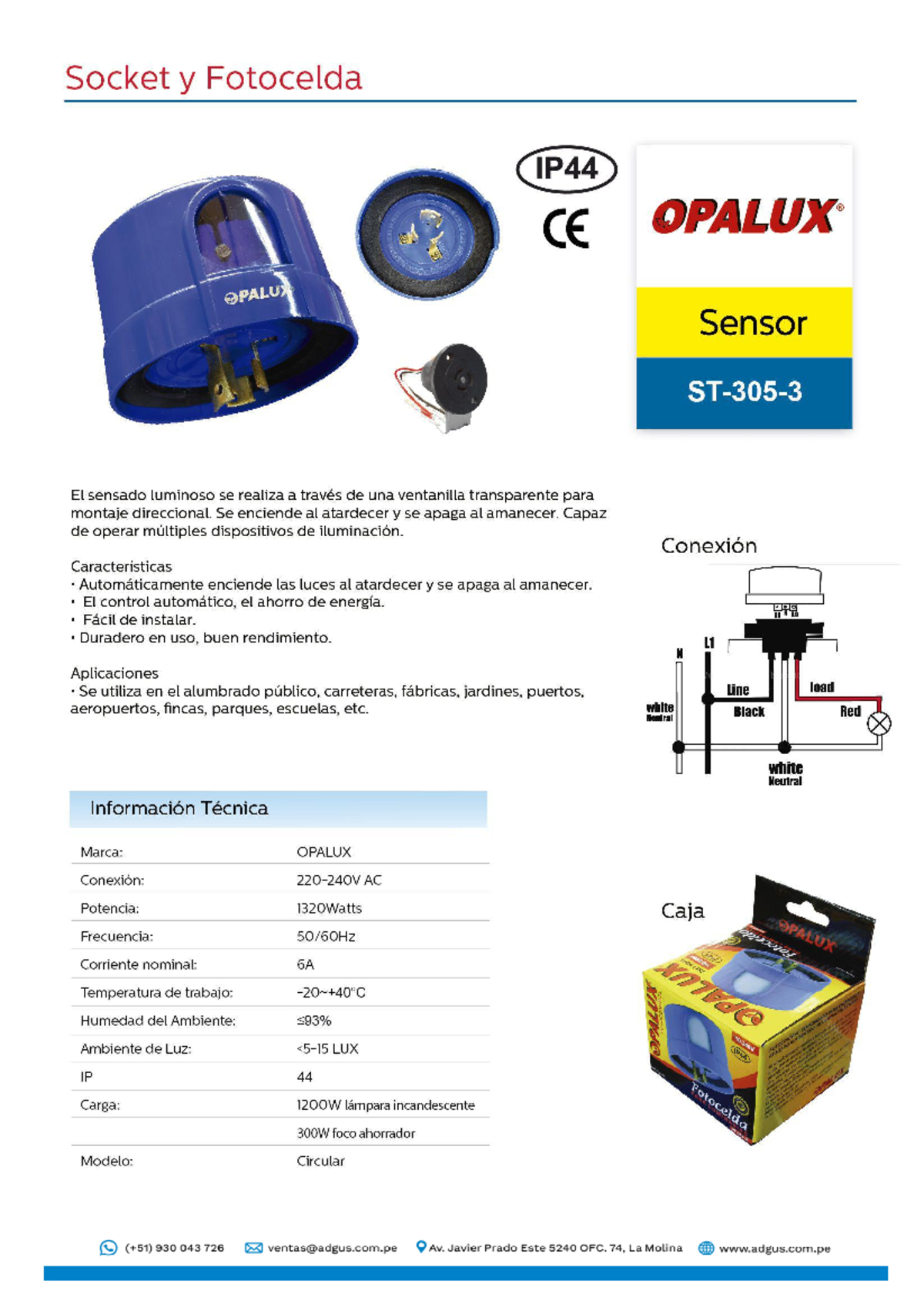 ST-305-3 Ficha Tecnica - Socket y Fotocelda IP44 CE PALU Sensor El ...