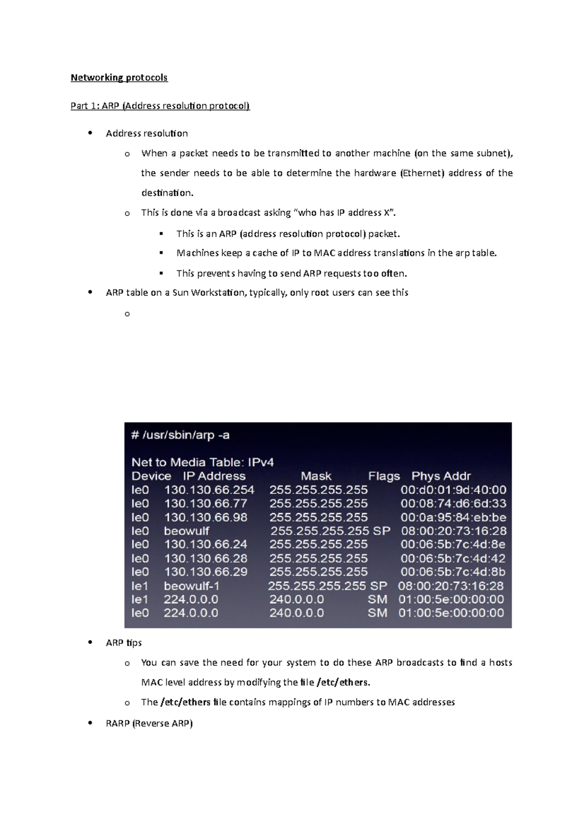 Lecture 6 Networking Protocols Networking Protocols Part 1 Arp Address Resolution Protocol
