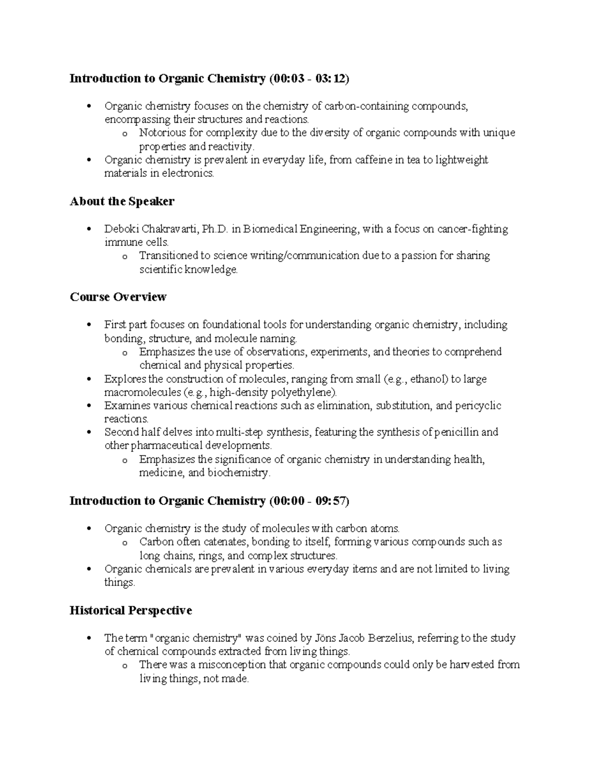Organic Chem - Introduction to Organic Chemistry (00:03 - 03:12 ...