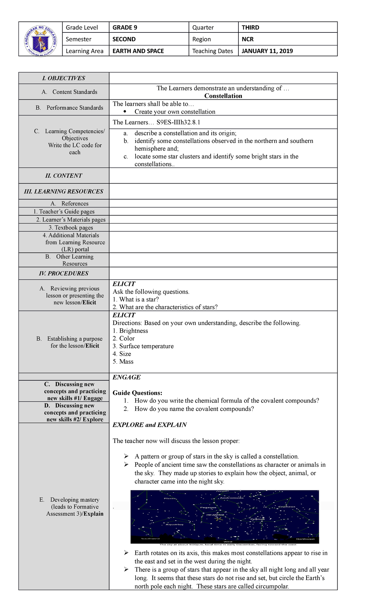 420647053 dll grade 9 - dll constellation - Grade Level GRADE 9 Quarter ...