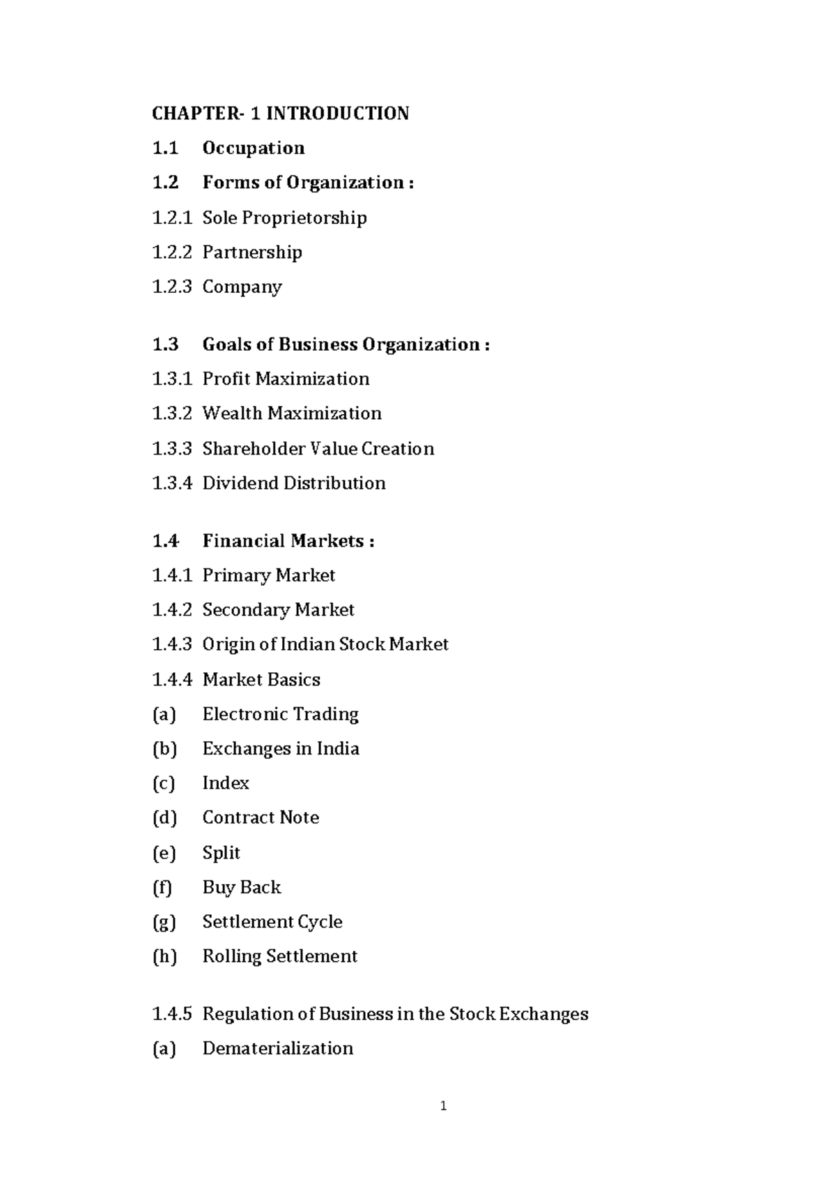 Introduction to Business Unit 1 - CHAPTER- 1 INTRODUCTION 1 Occupation ...