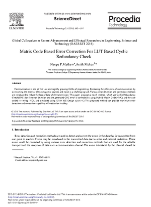 Error detection and control of IIo T network based on CRC algorithm - Computer Communications ...