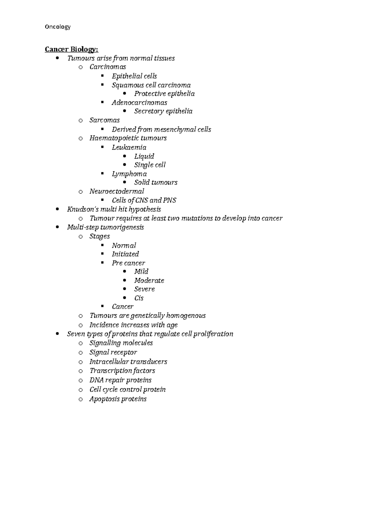 Cancer Cell Biology Lecture Notes - Oncology Cancer Biology: Tumours ...