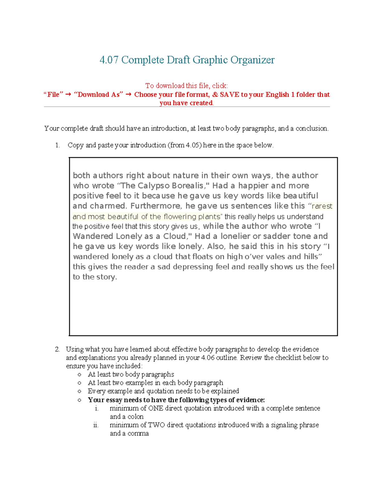 4.07 Complete Draft Graphic Organizer - 4 Complete Draft Graphic ...