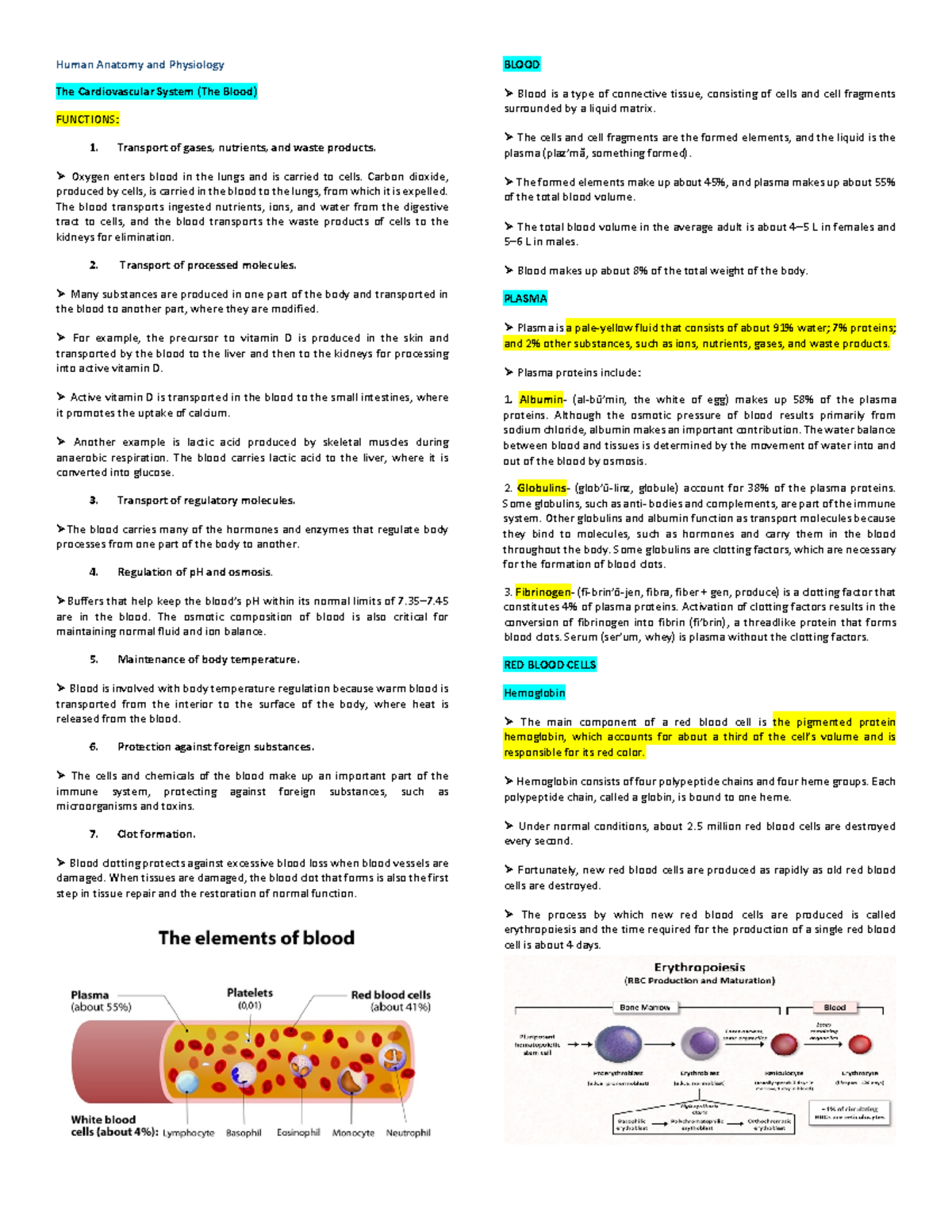Blood- Cardiovascular- System - Human Anatomy and Physiology The ...