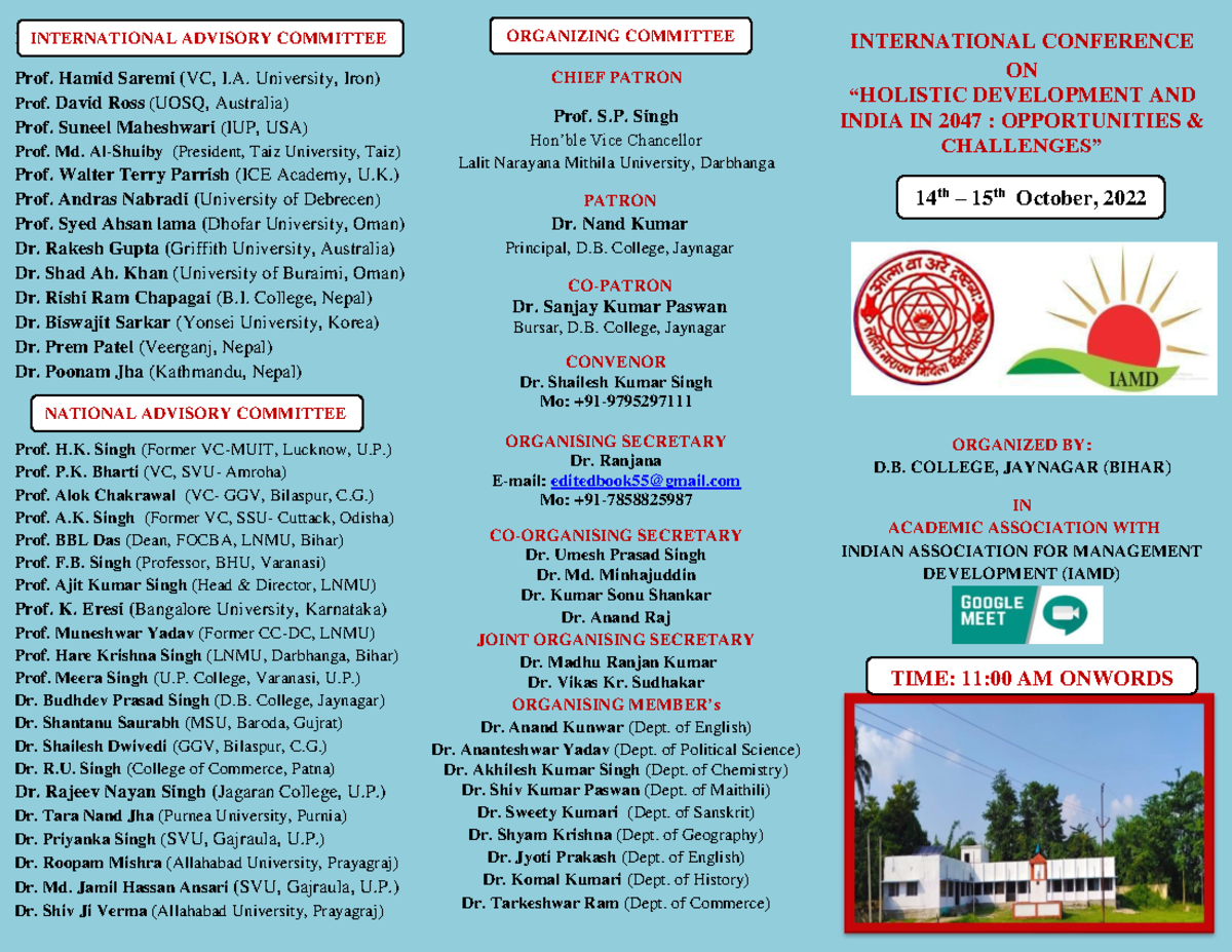 DBC Brochure ICHD 2022 - Nooooob - L Prof. Hamid Saremi ( VC, I. University, Iron) Prof. David ...