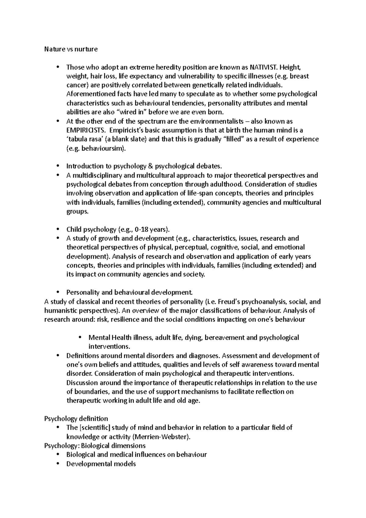 Nature vs nurture - Nature vs nurture Those who adopt an extreme ...