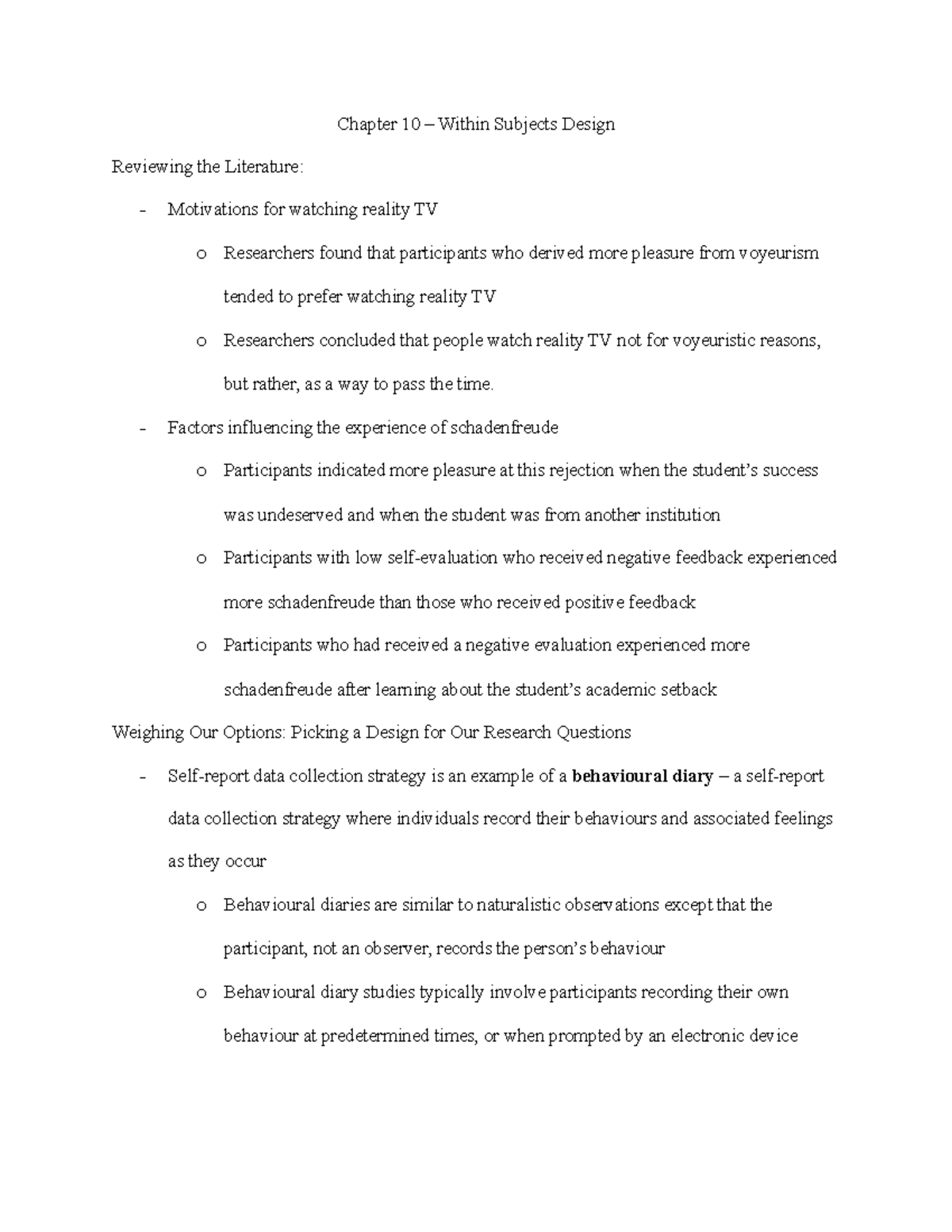 Chapter 10 - lecture content - Chapter 10 – Within Subjects Design ...