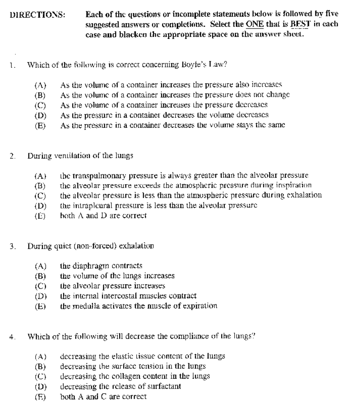 Exam 2002, questions and answers - DIRECTIONS: Each of the questions or ...